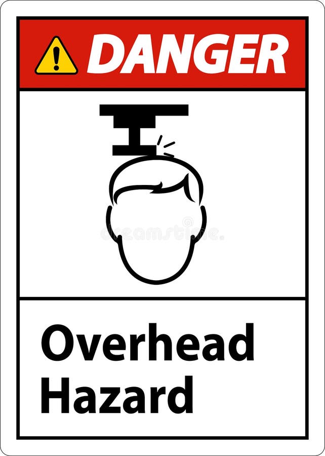 Danger, Overhead Load Text, Falling Hazard Risk Caution Warning Sign ...