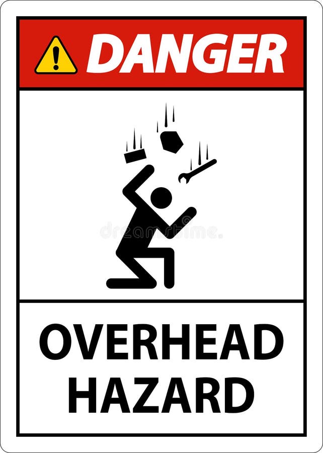 Danger Overhead Hazard Sign on White Background Stock Vector ...