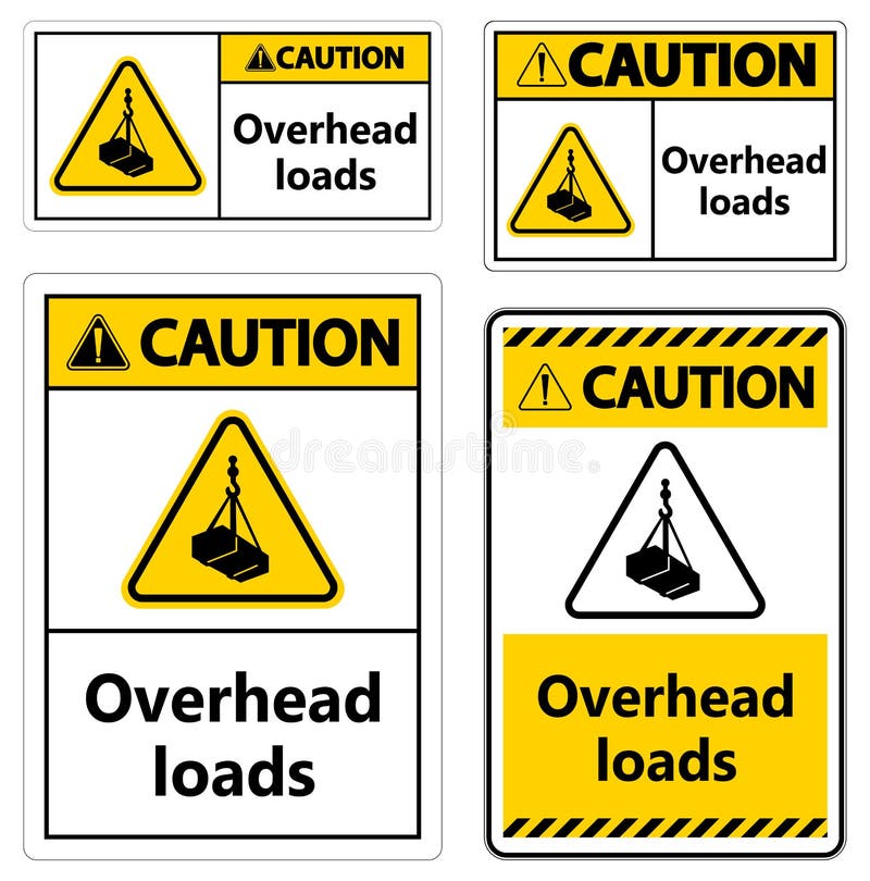 Danger, Overhead Load Text, Falling Hazard Risk Caution Warning Sign ...