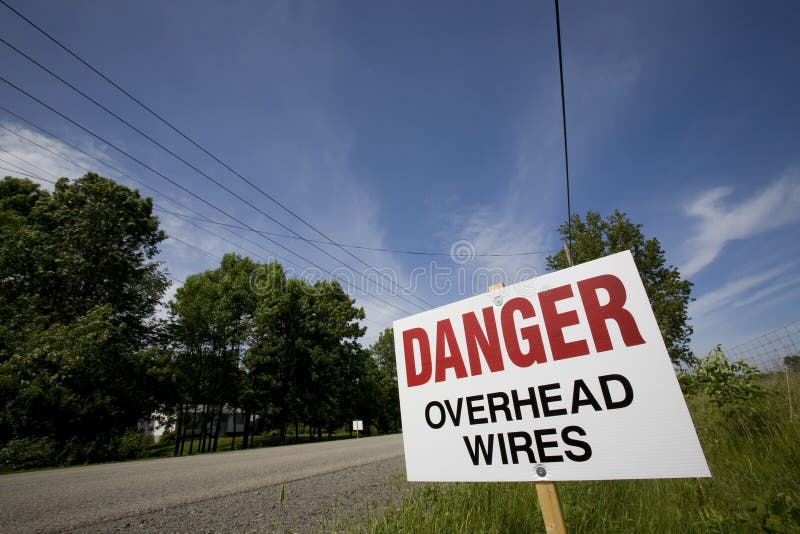 Danger Overhead Wires stock image. Image of safe, hydro - 14566473