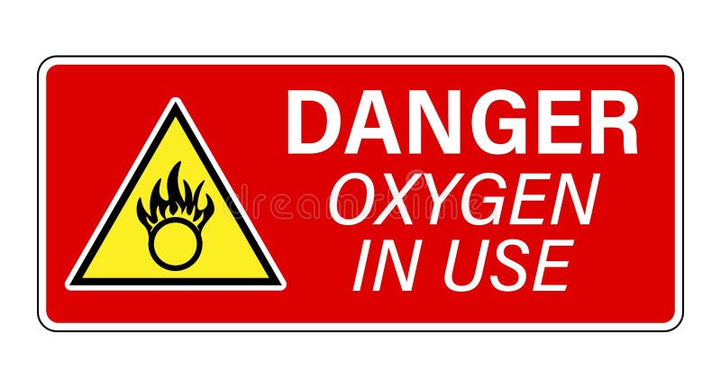 Danger, Oxygen in Use. Warningsign with Symbol and Text on Red ...