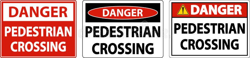 Danger Pedestrian Crossing Sign on White Background Stock Vector ...