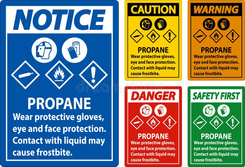 Danger Propane Flammable Gas PPE GHS Sign Stock Vector - Illustration ...