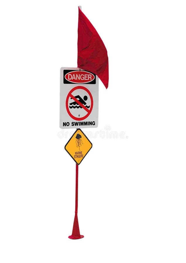 Danger red flag sign stock image. Image of yellow, flagpole - 108429571
