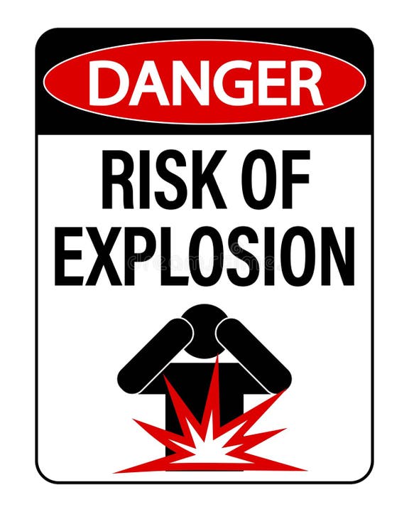 Danger Risk of Explosion. Warning Sign with Text and a Person in Front ...