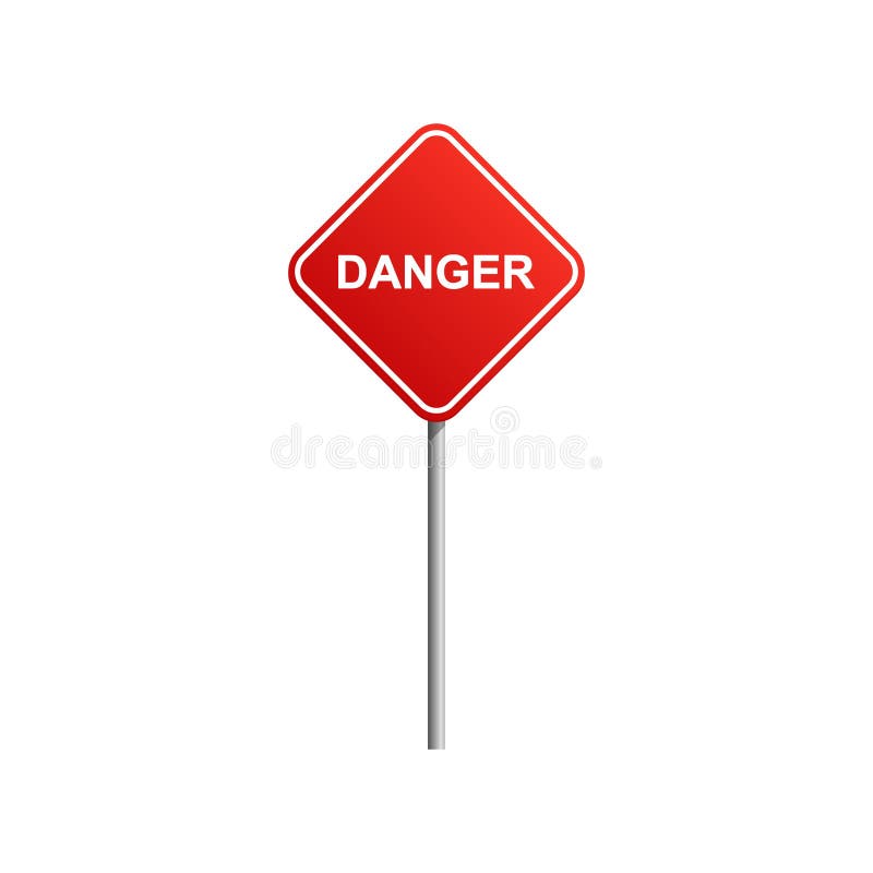 Danger Road Sign with Blue Sky and Cloud Background Stock Image ...