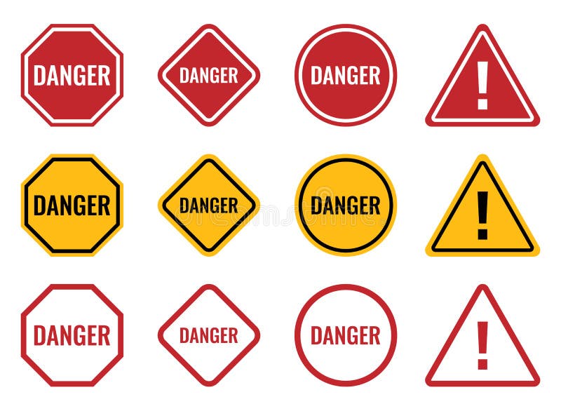 Danger Roadsign Blank Signs, Empty Caution Icon Set Stock Vector ...