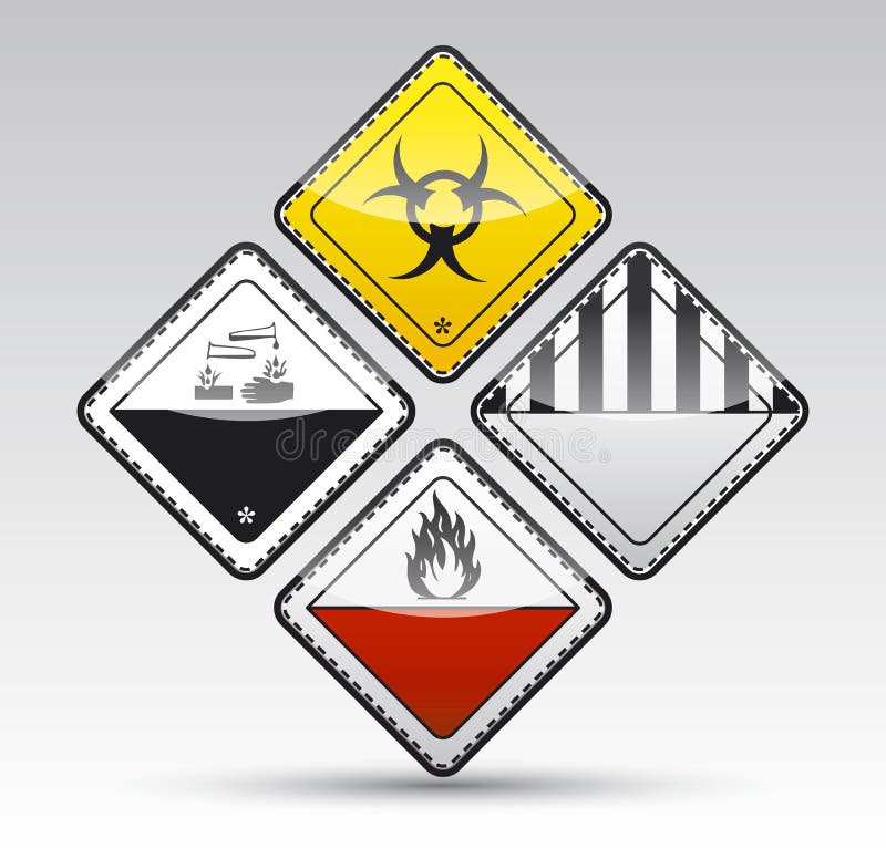 Danger Round Corner Warning Sign Set Stock Vector - Illustration of ...