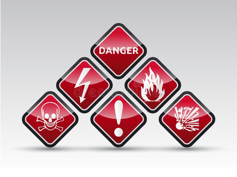Danger Round Corner Warning Sign Set Stock Vector - Illustration of ...