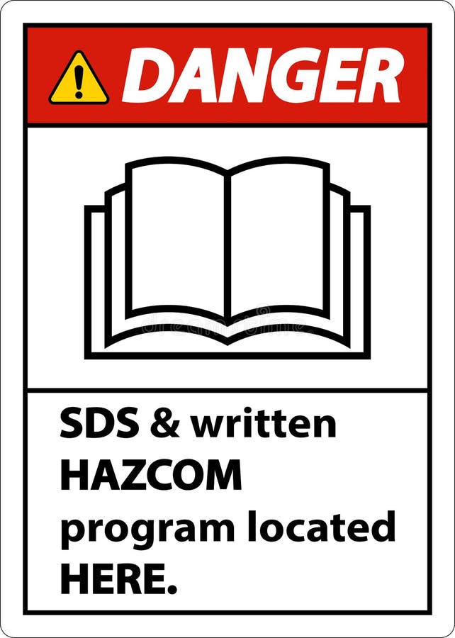 Danger SDS and HazCom Located Here Sign on White Background Stock ...