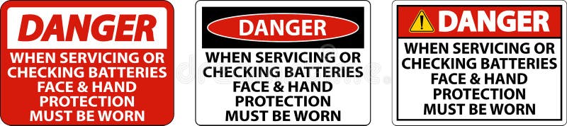 Danger when Servicing Batteries Sign on White Background Stock Vector ...