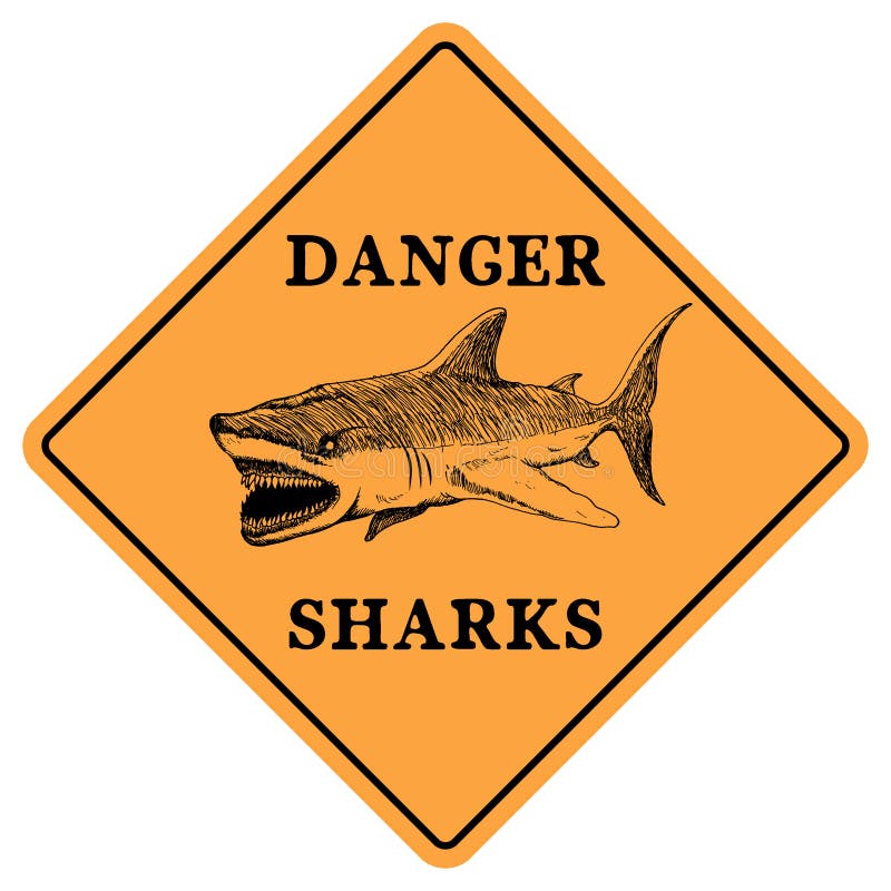 Shark Warning Yellow Sign Design Stock Vector - Illustration of caution ...