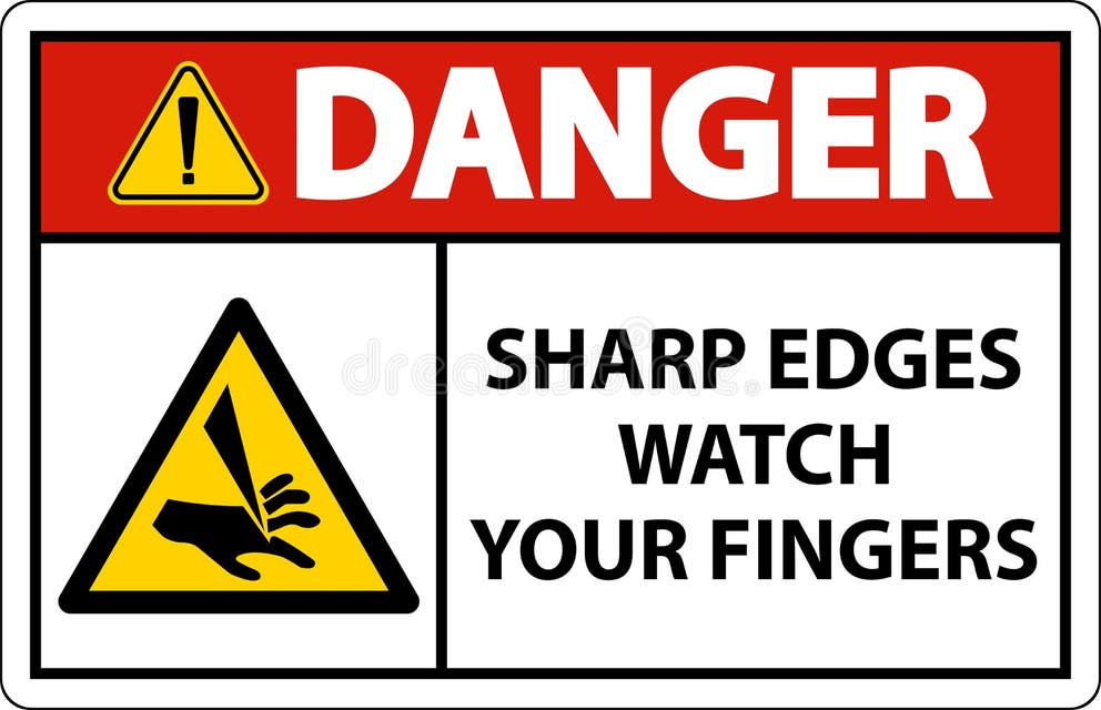 Danger Sharp Edges Watch Your Fingers on White Background Stock Vector ...