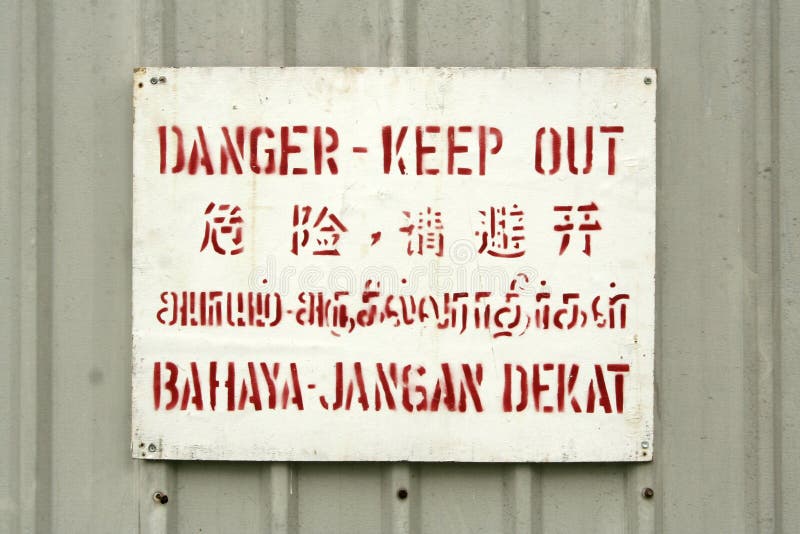 English, Malay, Chinese and Tamil Sign Stock Image - Image of writing ...