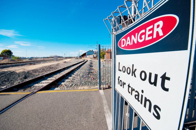 Danger Sign Along Railway Picture. Image: 9482305