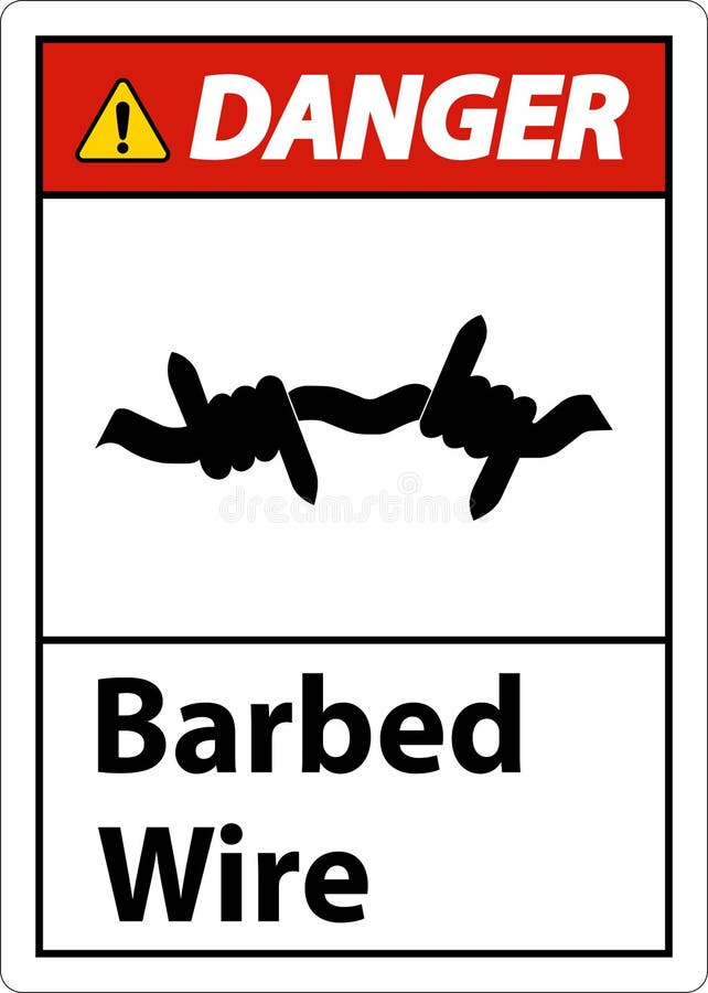 Danger Sign Barbed Wire on White Background Stock Vector - Illustration ...