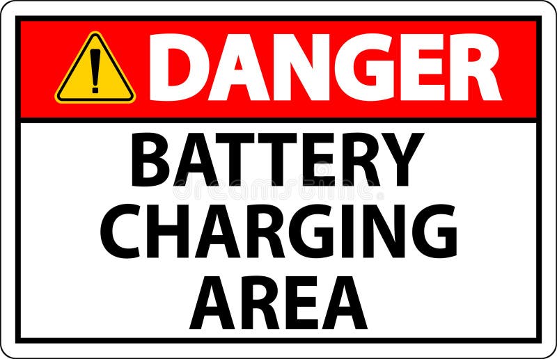 Danger Sign Battery Charging Area on White Background Stock Vector ...