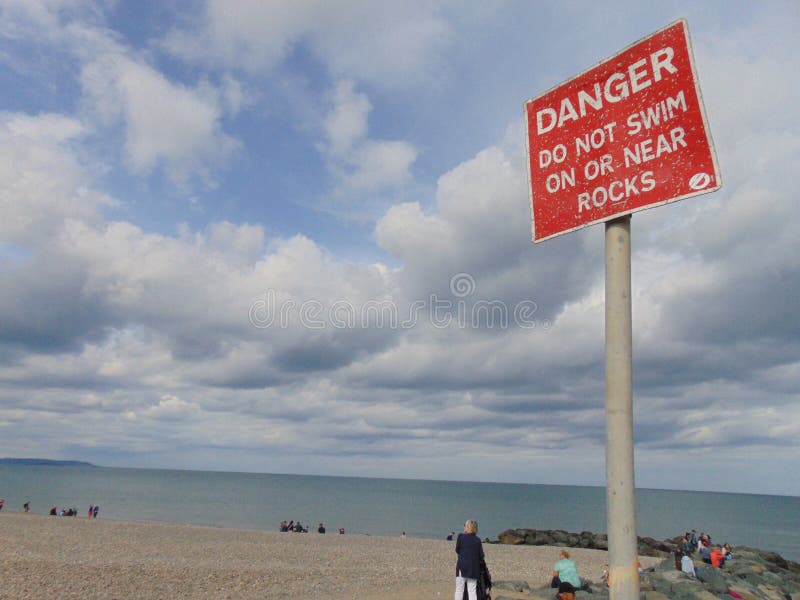 Danger Sinking Mud Sign, Sand Point Beach England Uk Stock Photo ...