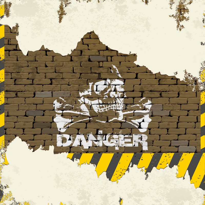 Danger Sign on a Brick Wall Stock Vector - Illustration of forbidden ...