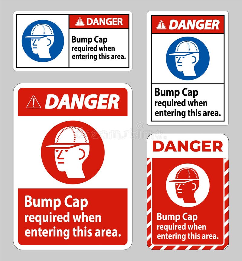 Danger Sign Bump Cap Required when Entering this Area Stock Vector ...