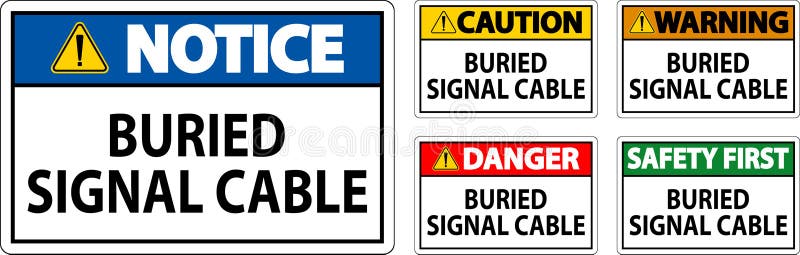 Danger Sign, Buried Signal Cable Sign Stock Vector - Illustration of ...