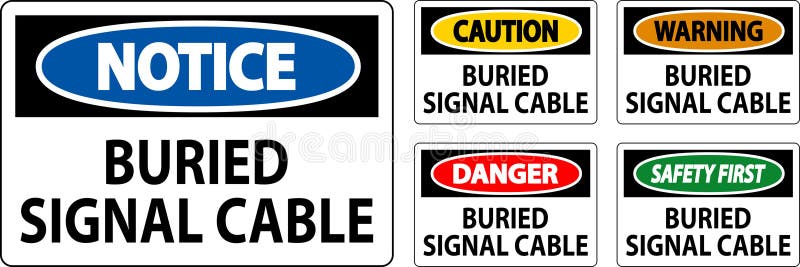 Danger Sign, Buried Signal Cable Sign Stock Vector - Illustration of ...