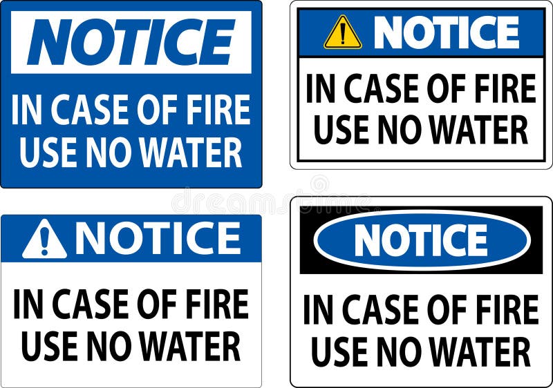 Danger Sign Danger - in Case of Fire Use No Water Stock Vector ...