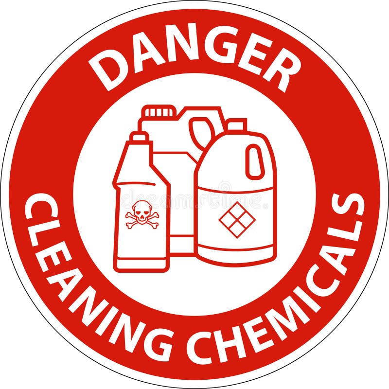 Danger Sign Cleaning Chemicals Sign on White Background Stock Vector ...