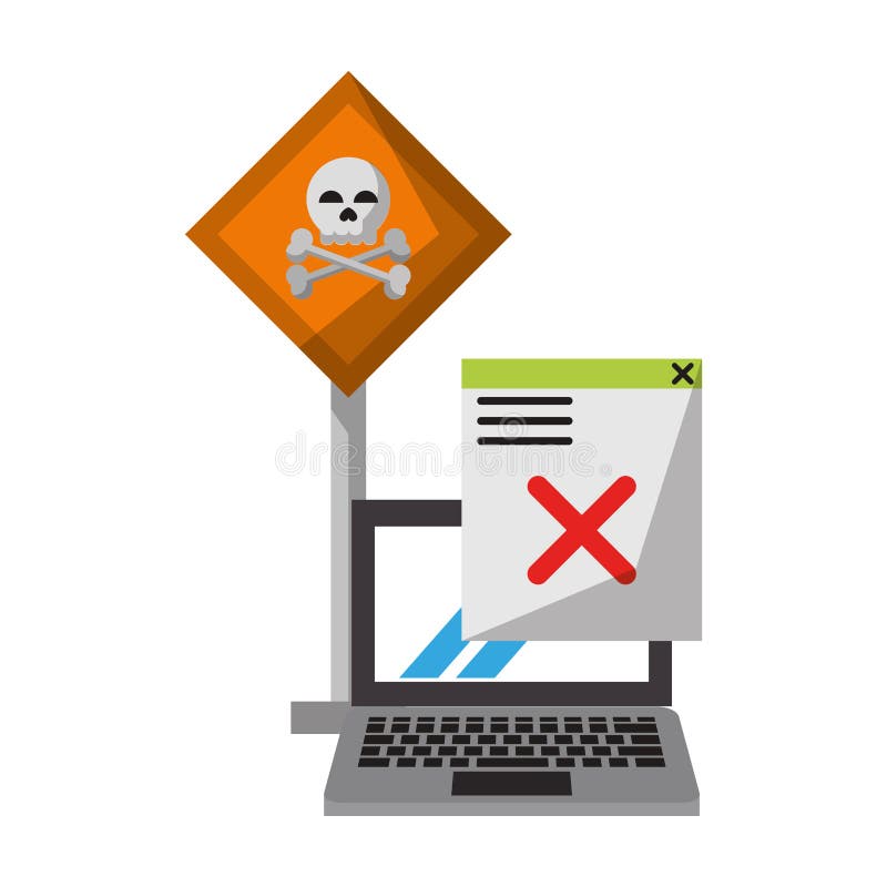 Danger sign with computer stock vector. Illustration of desktop - 146270467