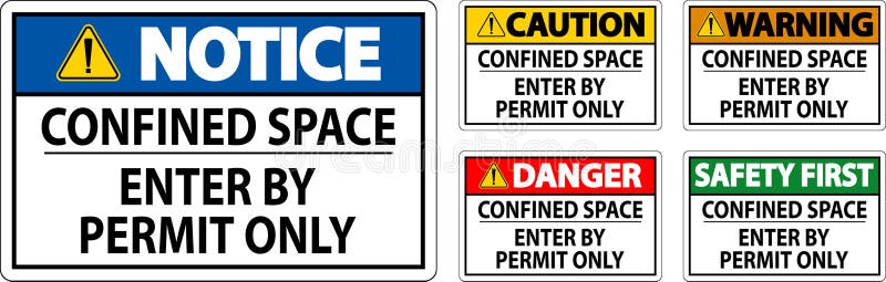 Danger Sign Confined Space - Enter by Permit only Stock Vector ...
