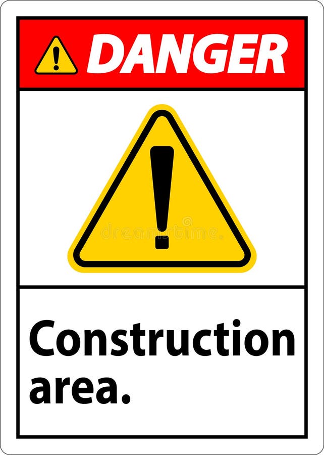 Danger Sign Construction Area Stock Vector - Illustration of black ...