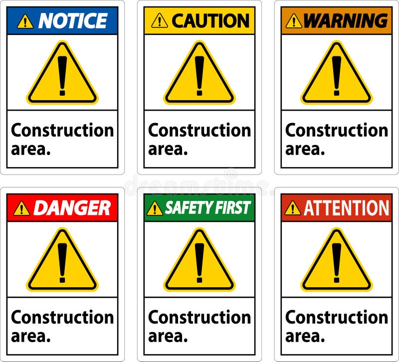 Danger Sign Construction Area Stock Vector - Illustration of barrier ...