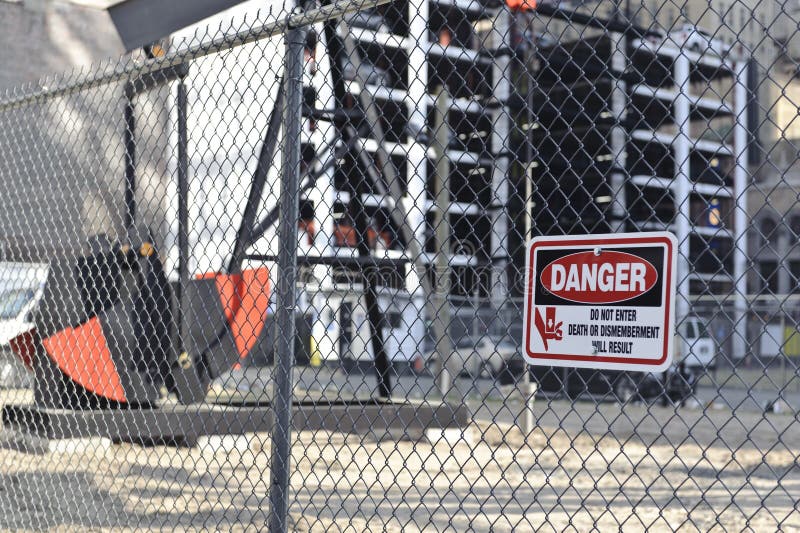 Danger Sign on Construction Site Stock Image - Image of fence, signage: 25962957