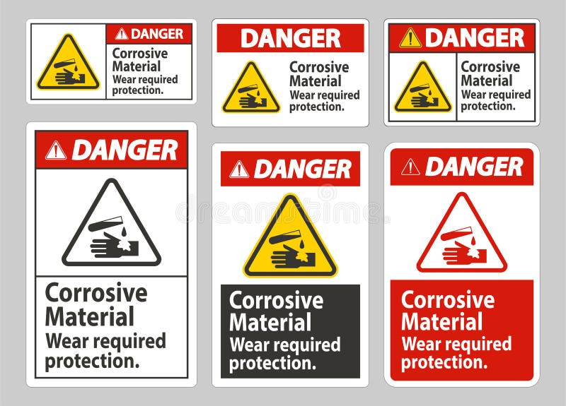 Danger Sign Corrosive Materials,Wear Required Protection Stock Vector ...