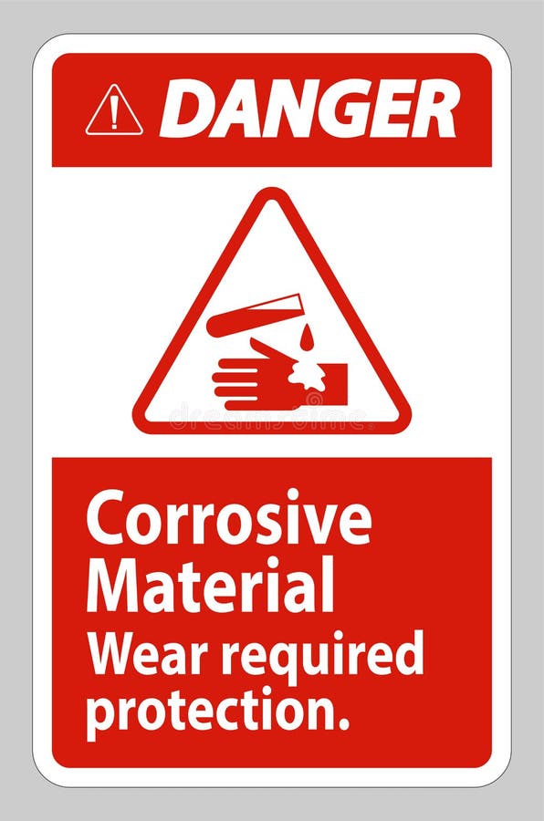 Danger Sign Corrosive Materials,Wear Required Protection Stock Vector ...
