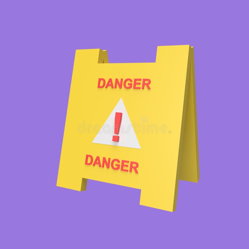 Danger Sign 3d Icon Model Cartoon Style Concept. Render Illustration ...