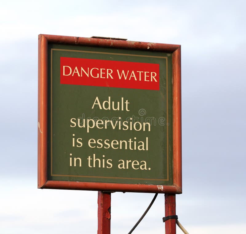 Danger Deep Water Sign on Golf Course Pond. Stock Image - Image of sign ...
