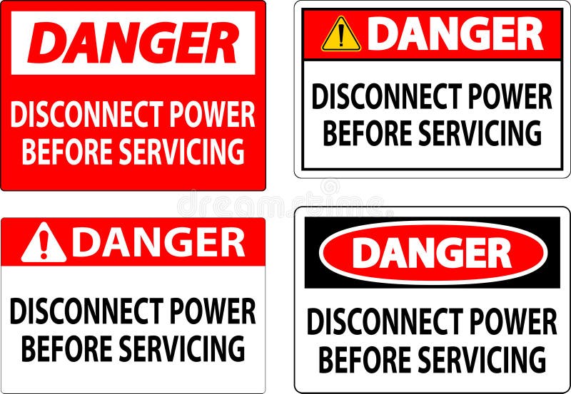 Danger Sign Disconnect Power before Servicing Stock Vector ...