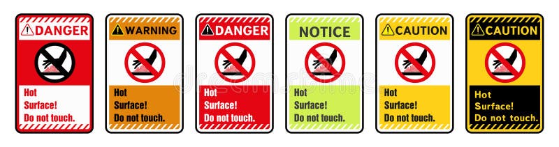 Danger Sign, Do Not Touch Hot Surface Sign. Vector Illustration Stock ...