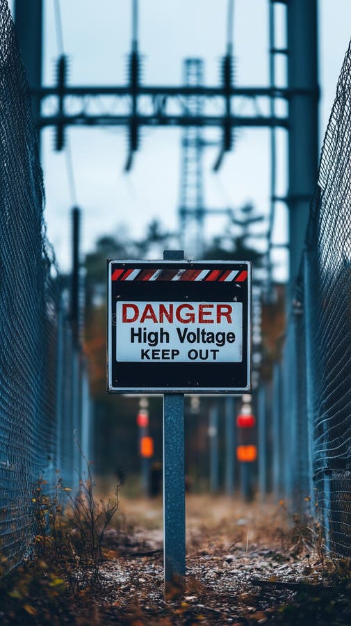 Danger Sign at Electric Substation Warns of High Voltage Hazards Stock ...