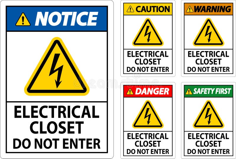 Danger Sign Electrical Closet - Do Not Enter Stock Vector ...