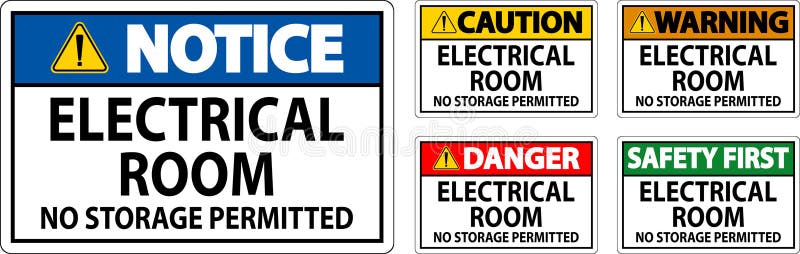Danger Sign Electrical Room, No Storage Permitted Stock Vector ...