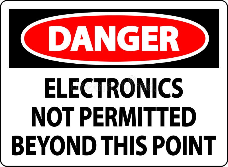 Danger Sign Electronics Not Permitted Beyond this Point Stock Vector ...