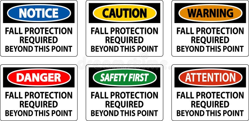 Danger Sign, Fall Protection Required Beyond this Point Stock Vector ...