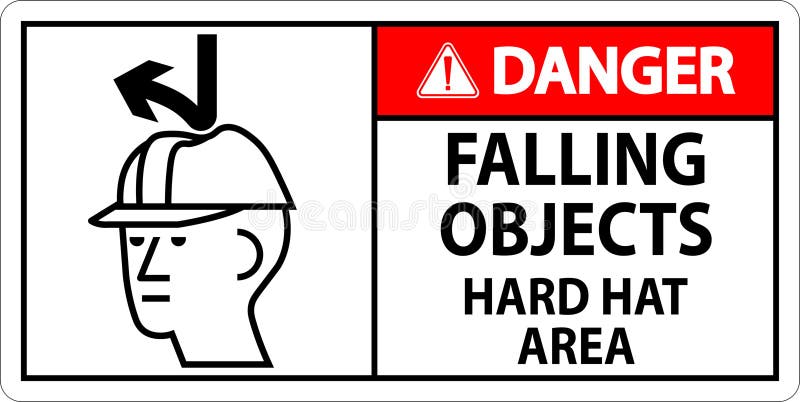 Danger Sign, Falling Objects Hard Hat Area Stock Vector - Illustration ...