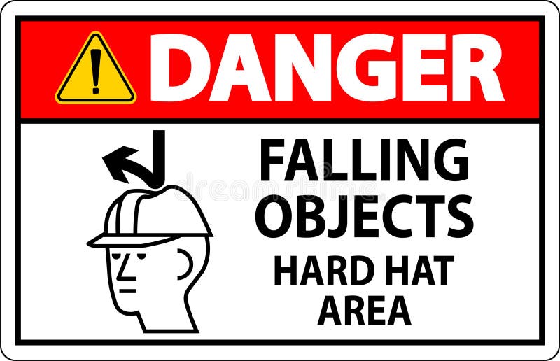 Danger Sign, Falling Objects Hard Hat Area Stock Vector - Illustration ...
