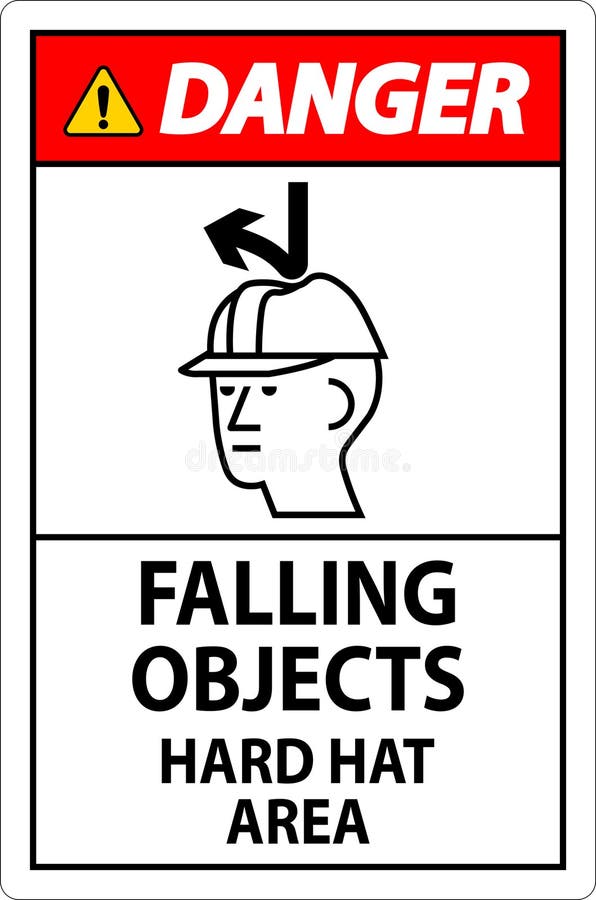 Danger Sign, Falling Objects Hard Hat Area Stock Vector - Illustration ...