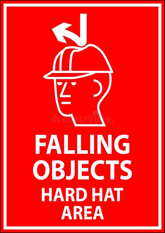 Danger Sign, Falling Objects Hard Hat Area Stock Vector - Illustration ...