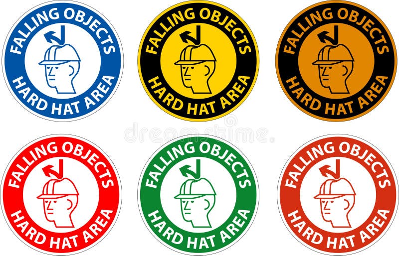 Danger Sign, Falling Objects Hard Hat Area Stock Vector - Illustration ...
