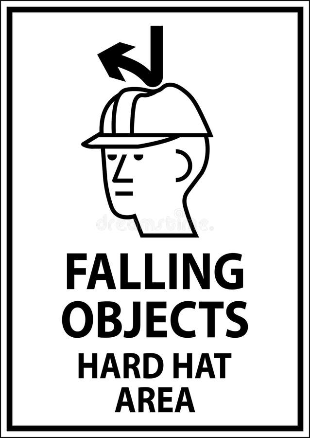 Danger Sign, Falling Objects Hard Hat Area Stock Vector - Illustration ...